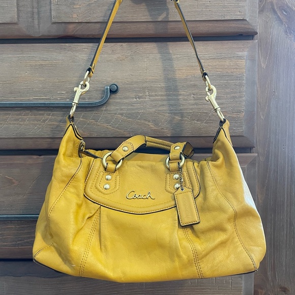 Coach | Bags | Coach Yellow Leather Womens Satchel Shoulder Bag | Poshmark